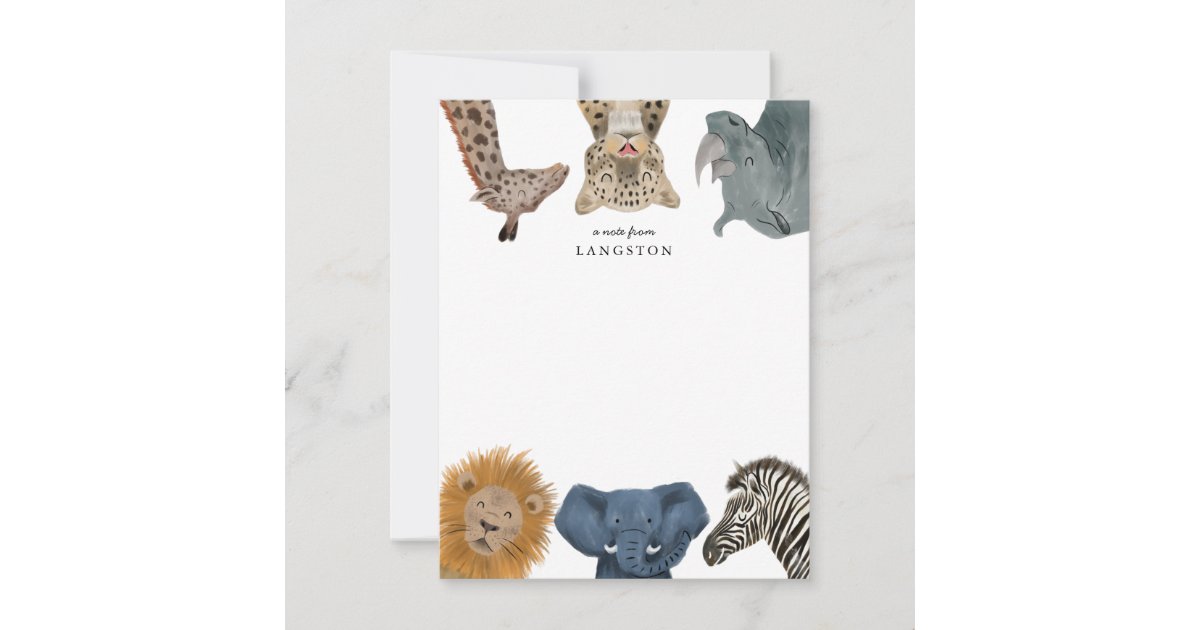 Cute Safari Animals Kids Note Card | Zazzle
