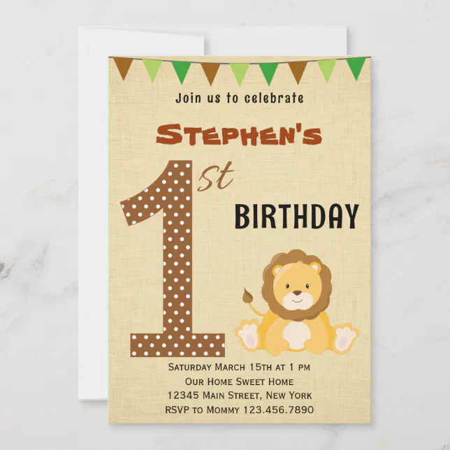 Cute Safari First Birthday Invitation | Zazzle