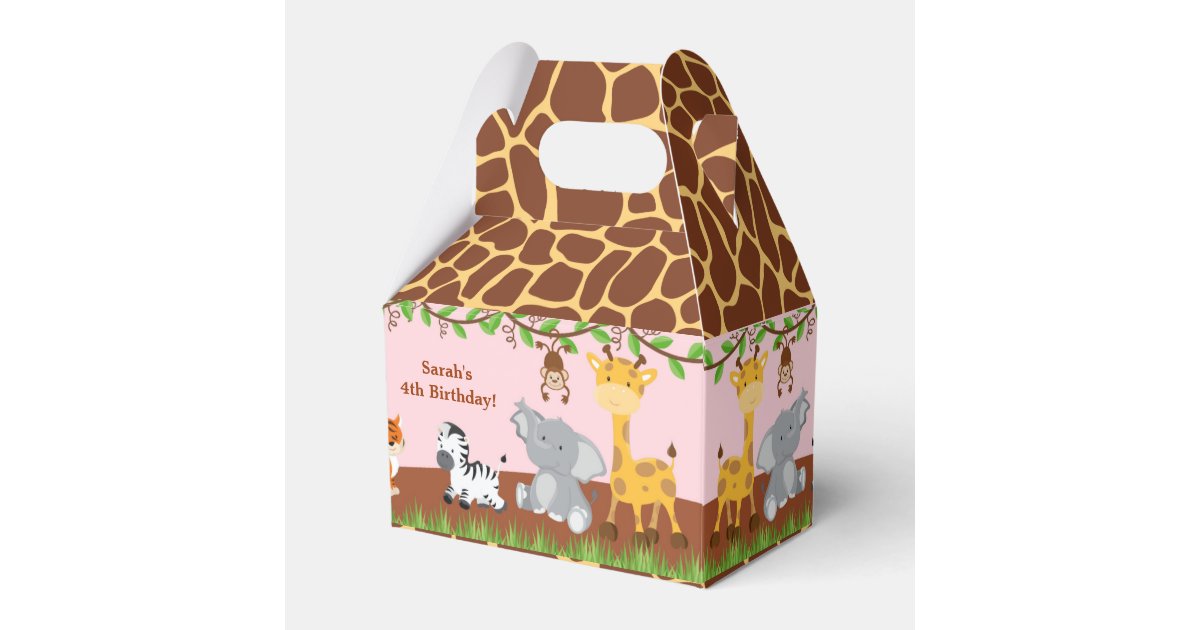 Cute Safari Jungle Animal Girl Gable Favor Box | Zazzle