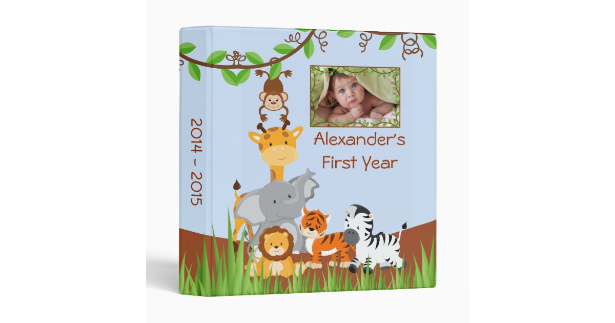 Cute Safari Jungle Baby Animal Boy Photo Album Binder | Zazzle