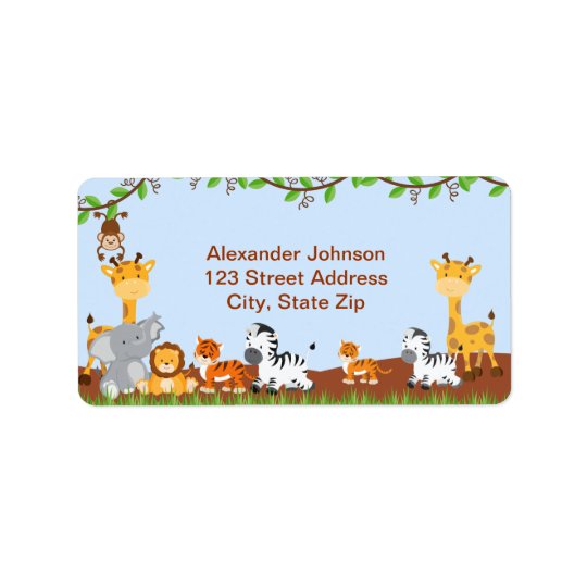Cute Safari Jungle Baby Animals Address Label | Zazzle.com