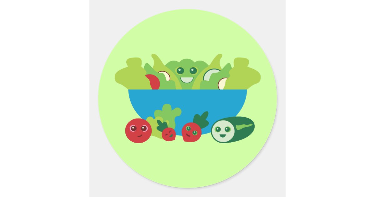 Cute Salad Classic Round Sticker | Zazzle