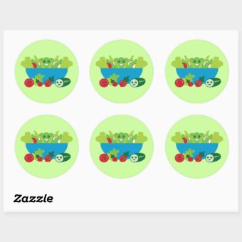 Cute Salad Classic Round Sticker | Zazzle