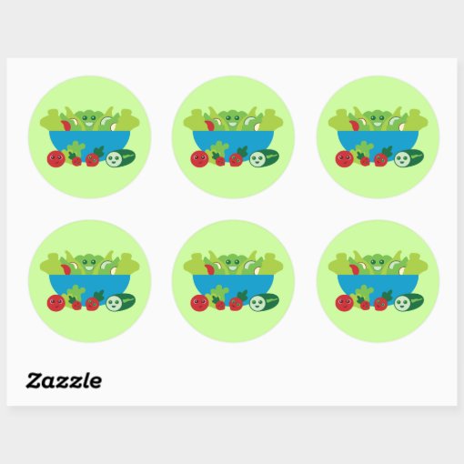 Cute Salad Classic Round Sticker | Zazzle