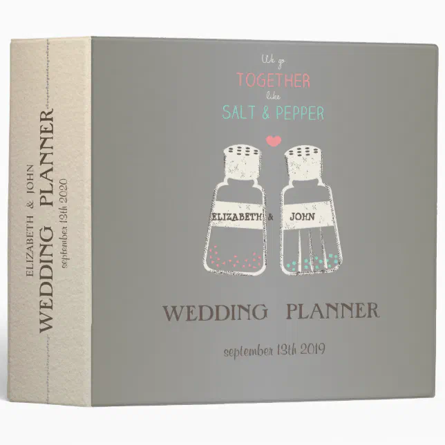 Cute Salt & Pepper Wedding 3 Ring Binder | Zazzle