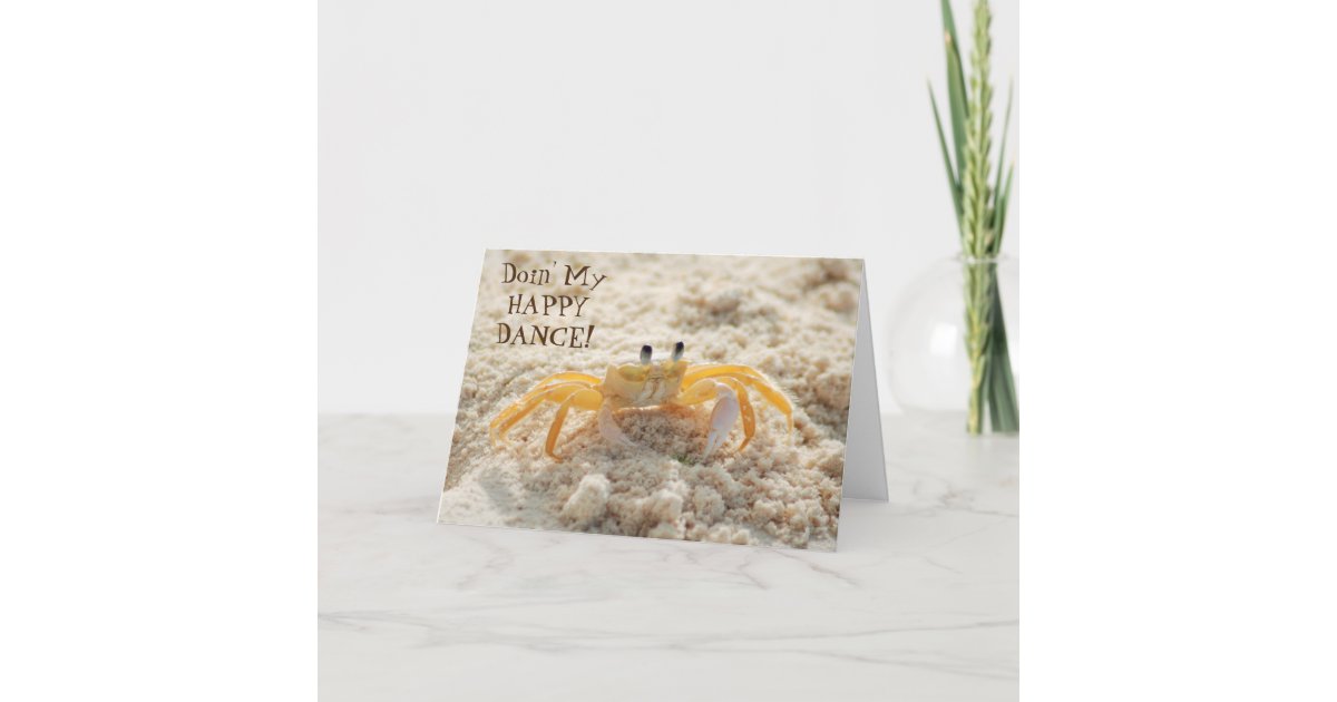 Cute Sand Crab Happy Dance Card | Zazzle