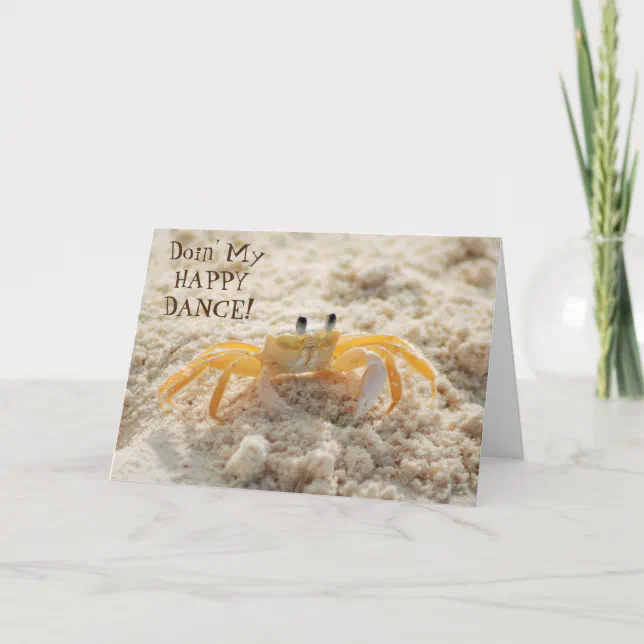 Cute Sand Crab Happy Dance Card | Zazzle