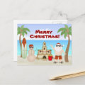 Cute Santa at the Beach Tropical Christmas Holiday Postcard | Zazzle