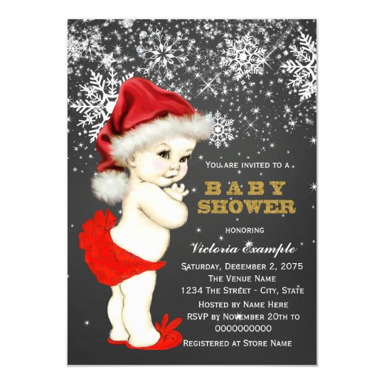 Cute Santa Baby Snowflake Baby Shower Invitation | Zazzle.com