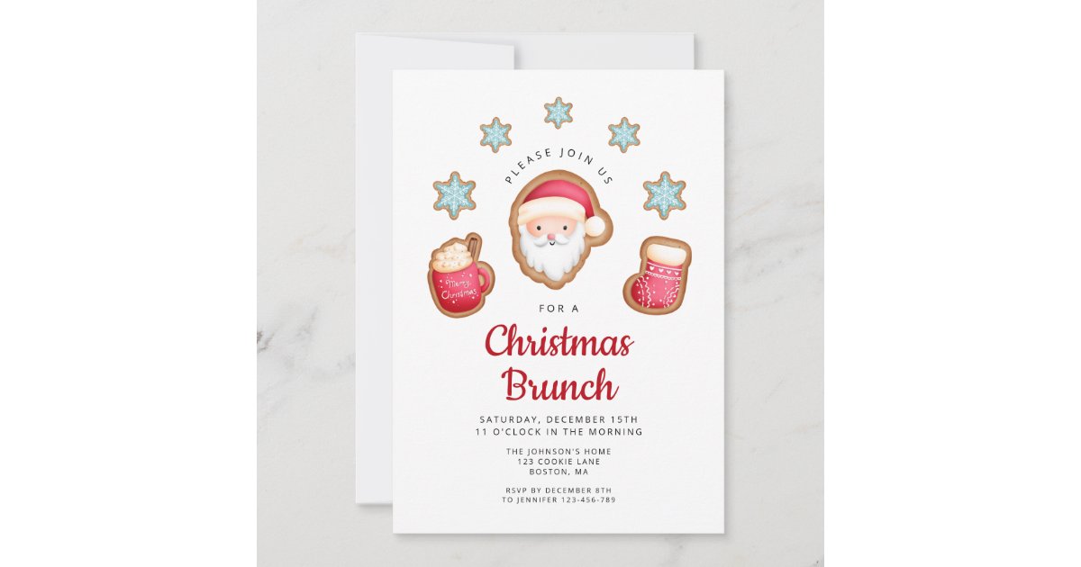 Cute Santa Christmas Brunch Invitation | Zazzle
