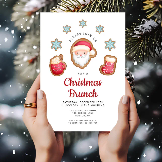 Cute Santa Christmas Brunch Invitation | Zazzle