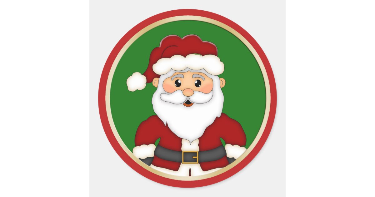 Cute Santa Christmas Classic Round Sticker | Zazzle