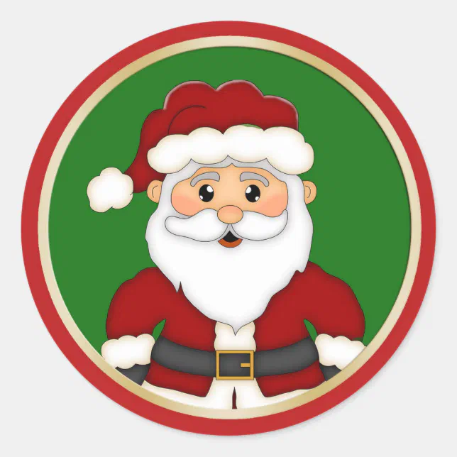 Cute Santa Christmas Classic Round Sticker | Zazzle