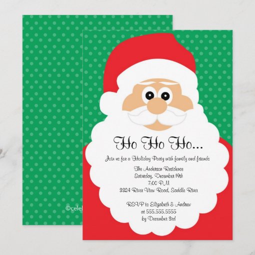 Cute Santa Christmas Holiday Party Invitation | Zazzle