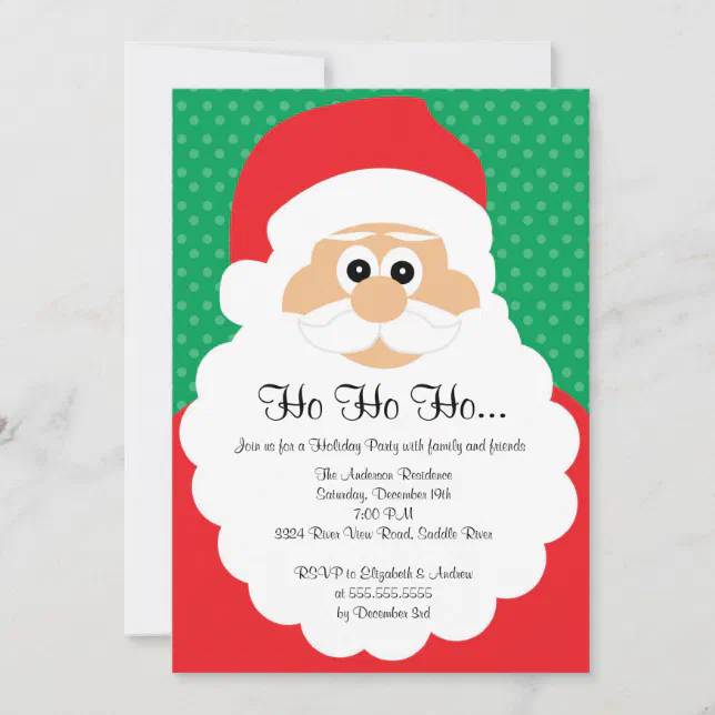 Cute Santa Christmas Holiday Party Invitation | Zazzle
