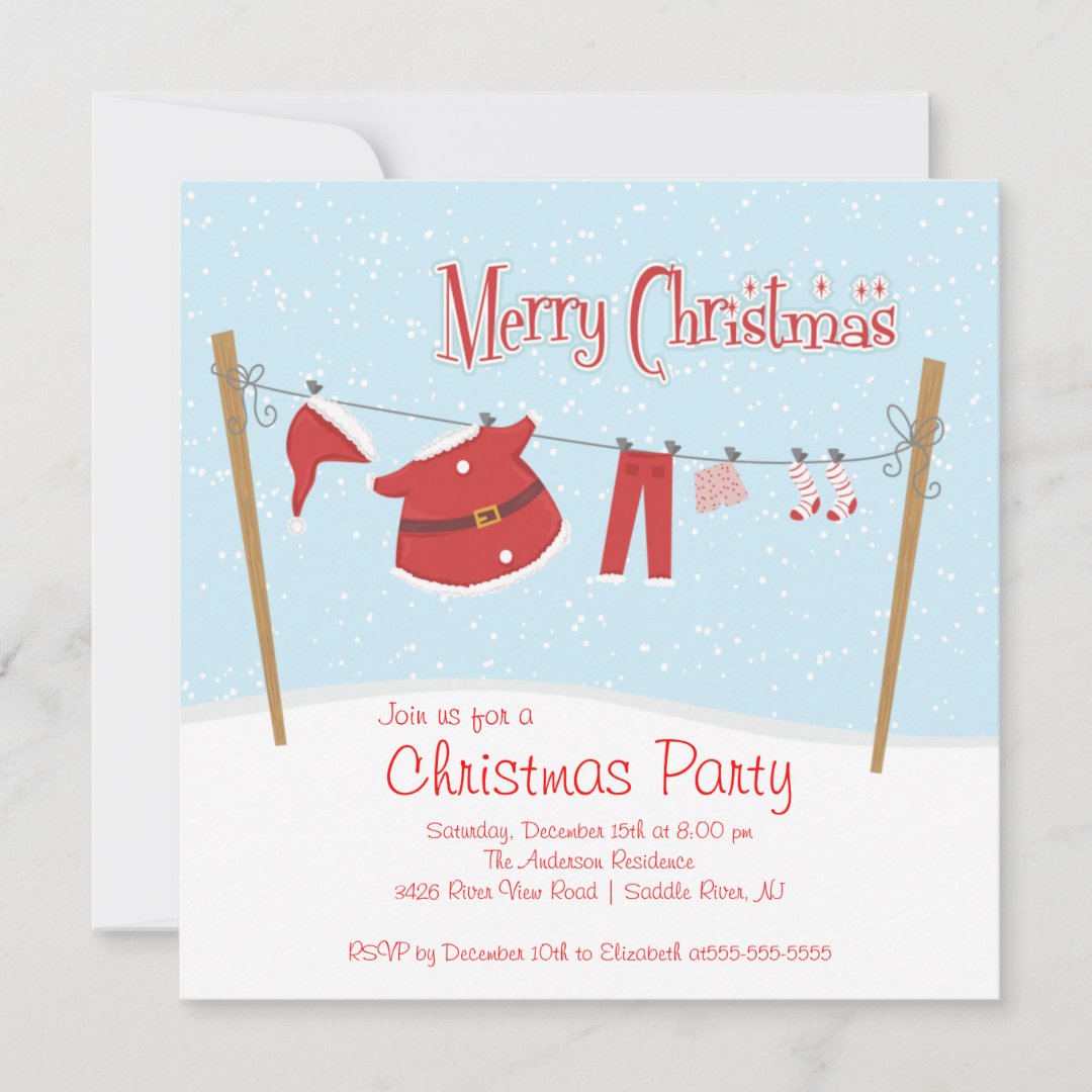 Cute Santa Christmas Holiday Party Invitations | Zazzle