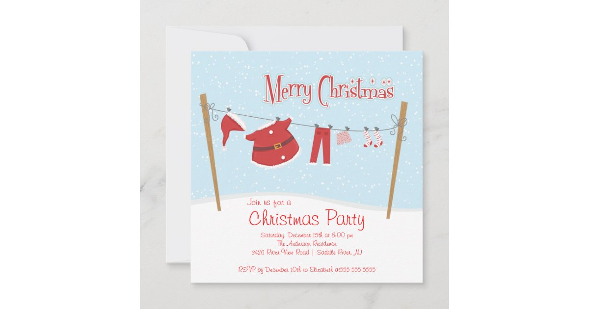 Cute Santa Christmas Holiday Party Invitations | Zazzle