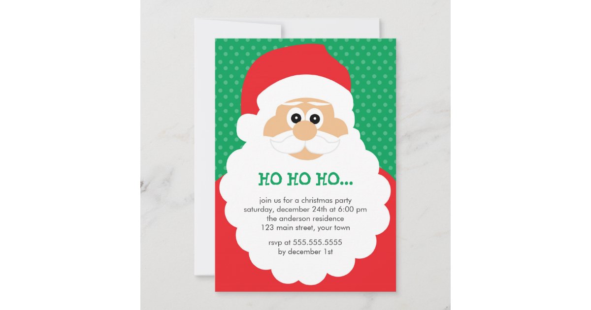 Cute Santa Christmas Party Invitation | Zazzle
