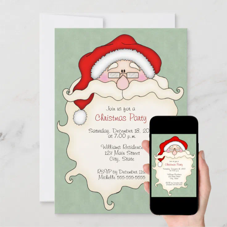 Cute Santa Christmas Party Invitations | Zazzle