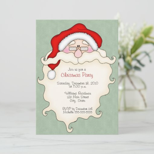 Cute Santa Christmas Party Invitations | Zazzle