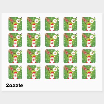 Cute Santa Claus And Friends Christmas Square Sticker | Zazzle