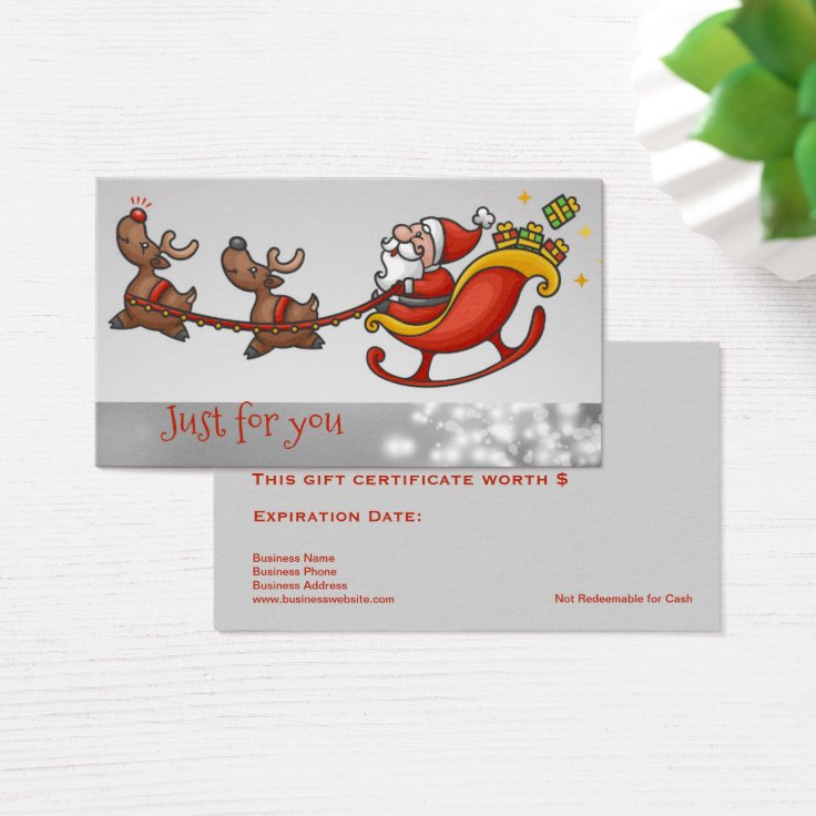 Cute Santa Claus Business Gift Card Certificates | Zazzle