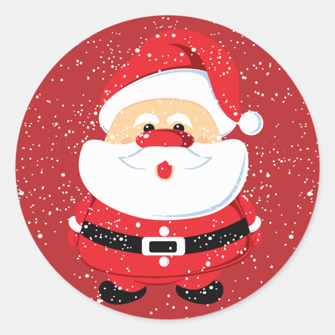 Cute Santa Claus Christmas custom Classic Round Sticker | Zazzle