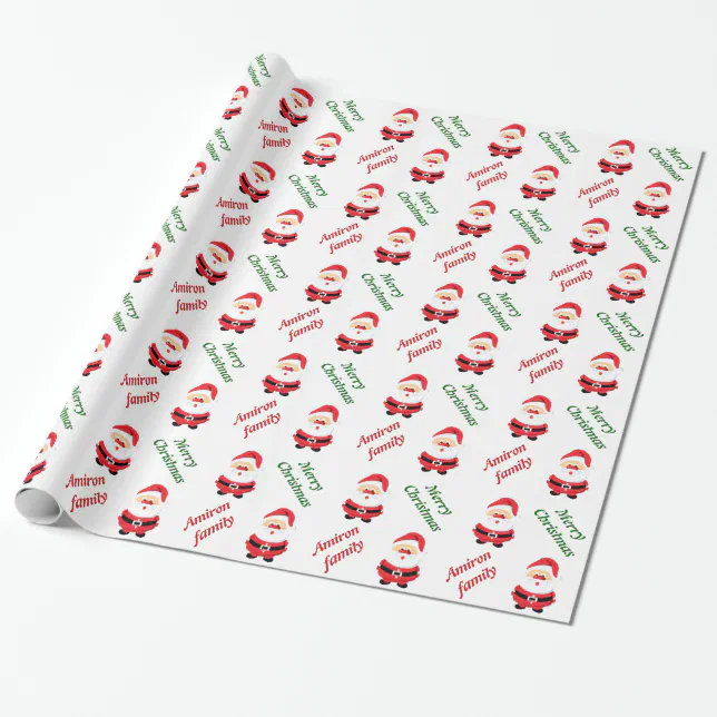 Cute Santa Claus Christmas custom personalized Wrapping Paper | Zazzle