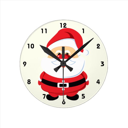 Cute Santa Claus Christmas design Round Clock | Zazzle.com