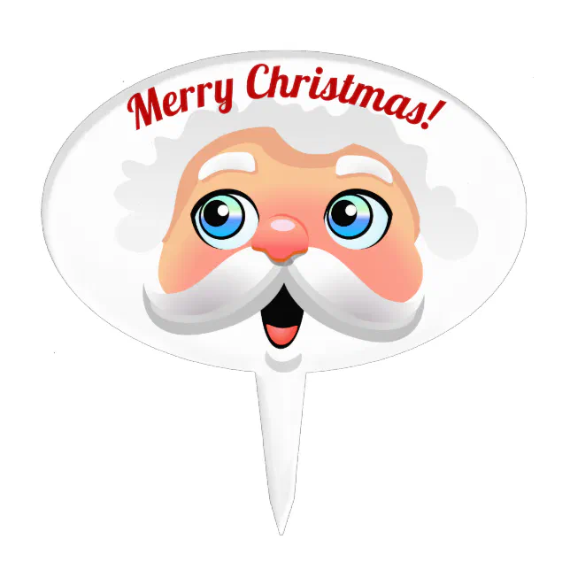 Cute Santa Claus Face Cartoon Cake Topper | Zazzle