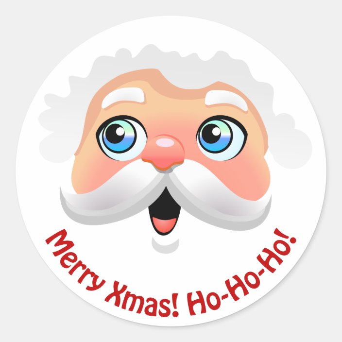 Cute Santa Claus Face Cartoon Classic Round Sticker | Zazzle.com