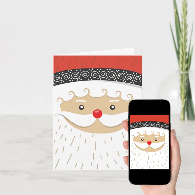 Cute Santa Claus Face Christmas Card | Zazzle