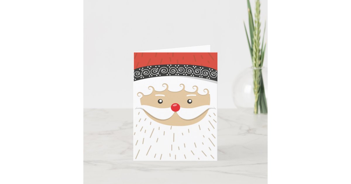 Cute Santa Claus Face Christmas Card | Zazzle