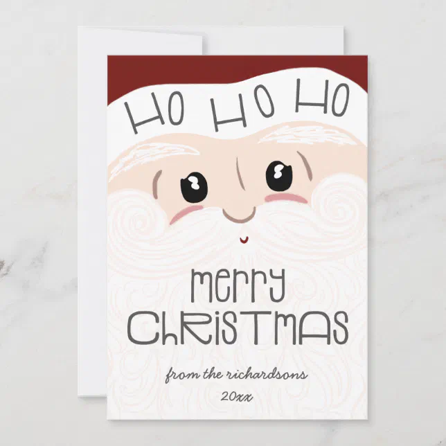 Cute Santa Claus Face Ho Ho Ho Merry Christmas Holiday Card | Zazzle