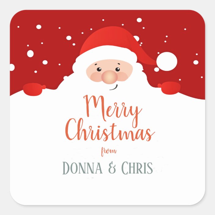 Cute Santa Claus - Merry Christmas – Personalized Square Sticker ...