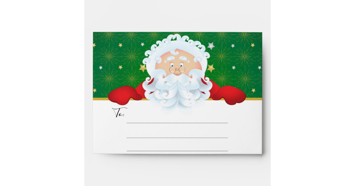 Cute Santa Claus Personalized Holiday Envelope | Zazzle