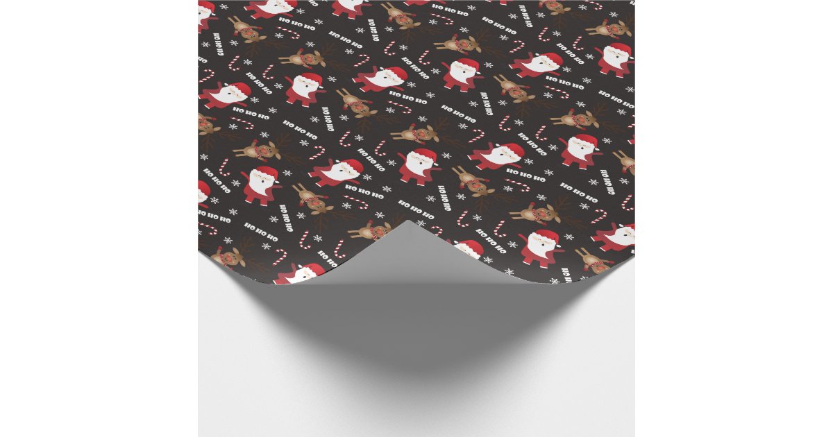Cute Santa Claus Rudolph Reindeer Pattern Wrapping Paper | Zazzle