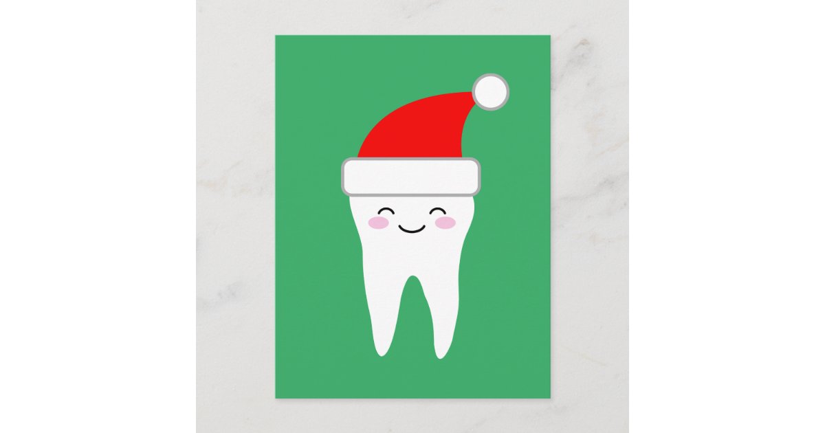 Cute Santa Claus tooth cartoon Christmas postcards | Zazzle