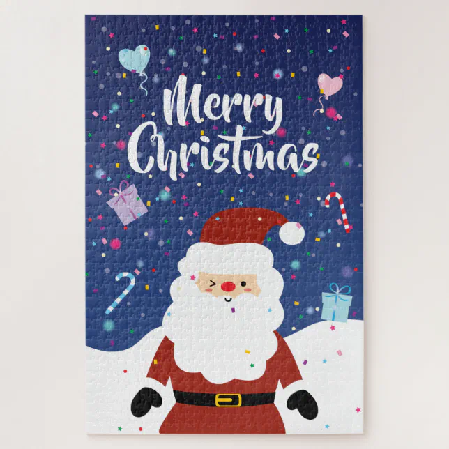 Cute Santa Claus Winter Wonderland Merry Christmas Jigsaw Puzzle | Zazzle