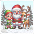 Cute Santa, Elf and Reindeer Christmas Sticker | Zazzle