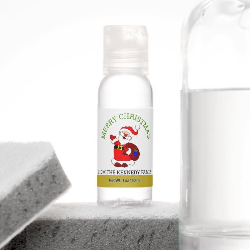 Cute Santa Family Name Merry Christmas Hand Sanitizer | Zazzle