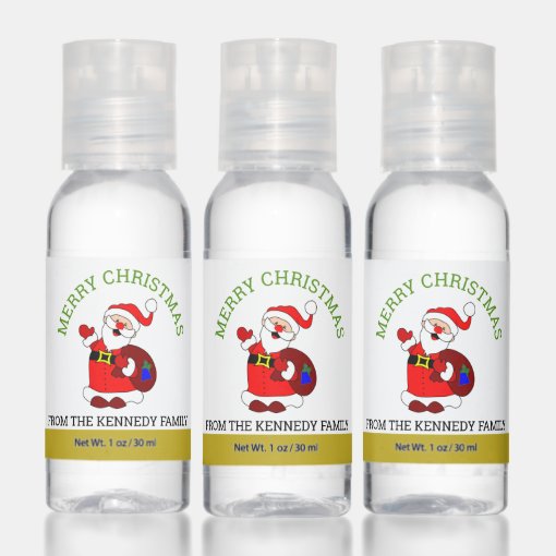 Cute Santa Family Name Merry Christmas Hand Sanitizer | Zazzle