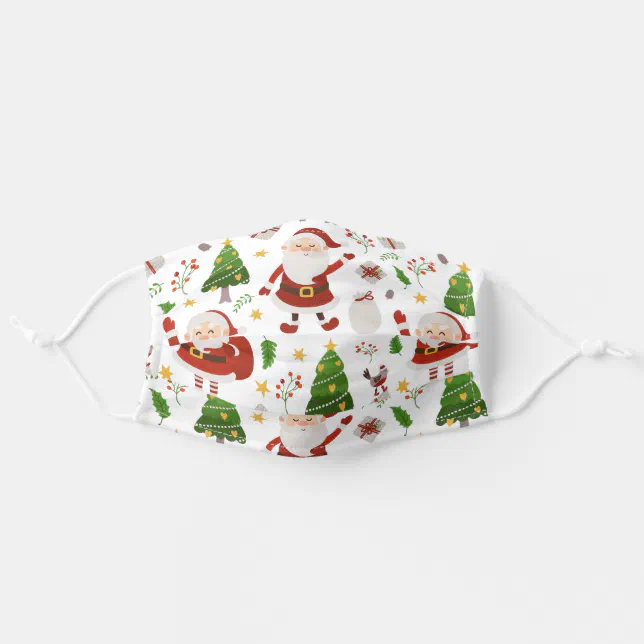 Cute Santa Festive Christmas Holidays Modern Adult Cloth Face Mask | Zazzle