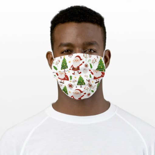 Cute Santa Festive Christmas Holidays Modern Adult Cloth Face Mask | Zazzle