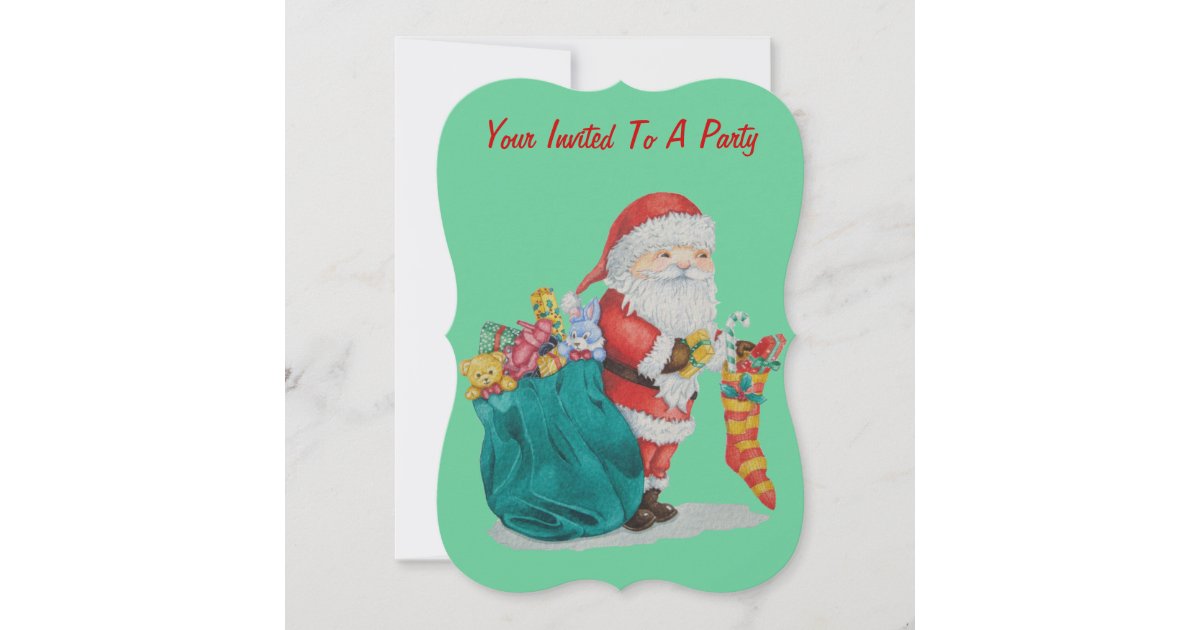 Cute santa getting ready for christmas invitation | Zazzle
