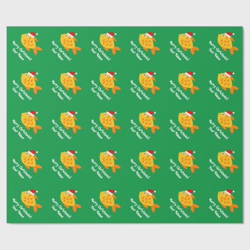 Cute Santa goldfish kid's Christmas wrapping paper | Zazzle