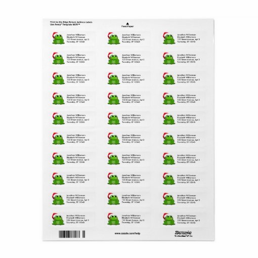 Cute Santa Hat Frog Christmas Return Address Label | Zazzle