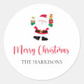 Cute Santa Merry Christmas Personalized Classic Round Sticker | Zazzle