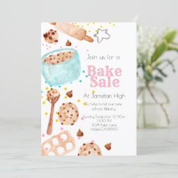 Cute school bake sale baking invitation | Zazzle