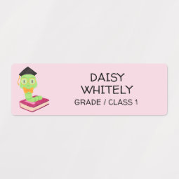Cute School Bookworm Kids Name Kids' Labels | Zazzle